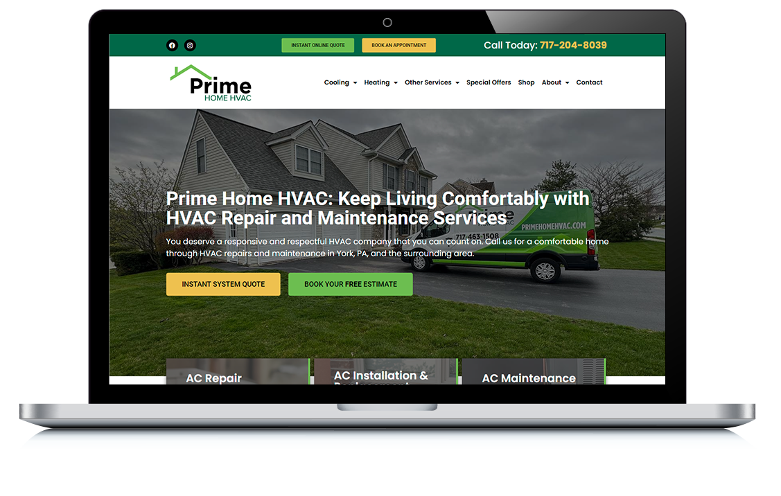 Prime Home HVAC | Website Design by EZMarketing